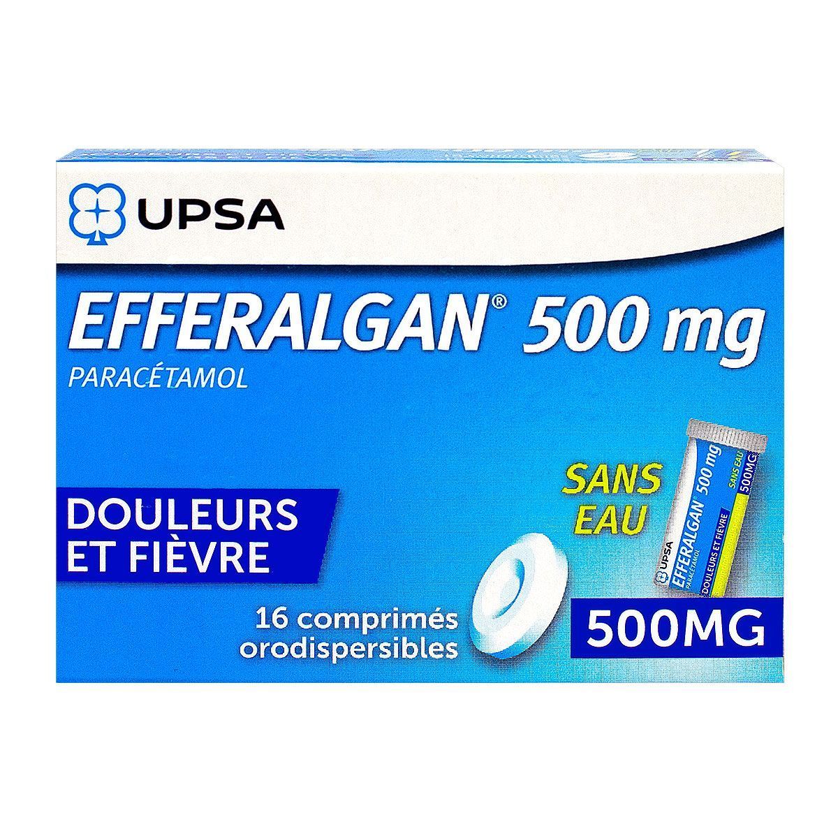 UPSA Efferalgan 500mg - Douleurs et Fièvre - 16 comprimés orodispersibles