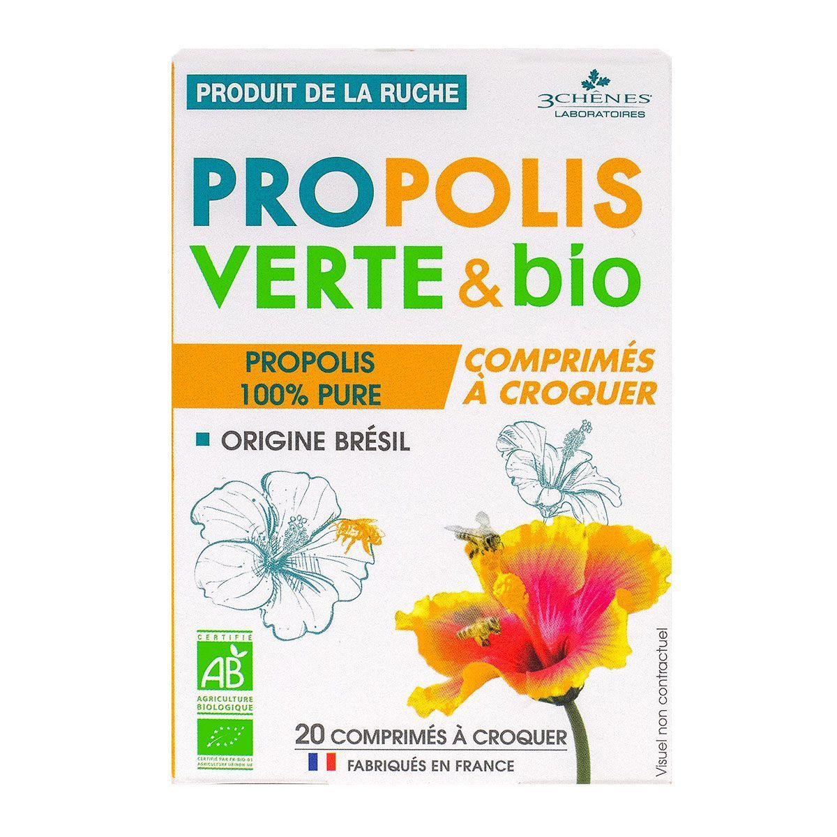 3C PHARMA Propolis Pure Bio - 100% pure - 20 comprimes