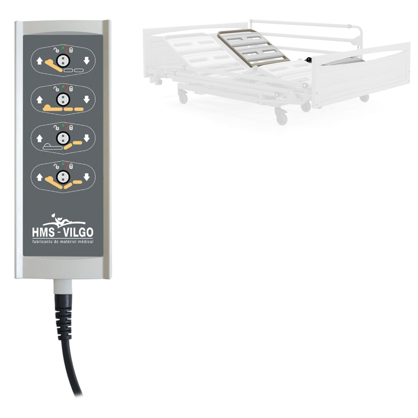 HMS-VILGO - Télécommande Lit Double sommier Moteur Linak - Côté Gauche